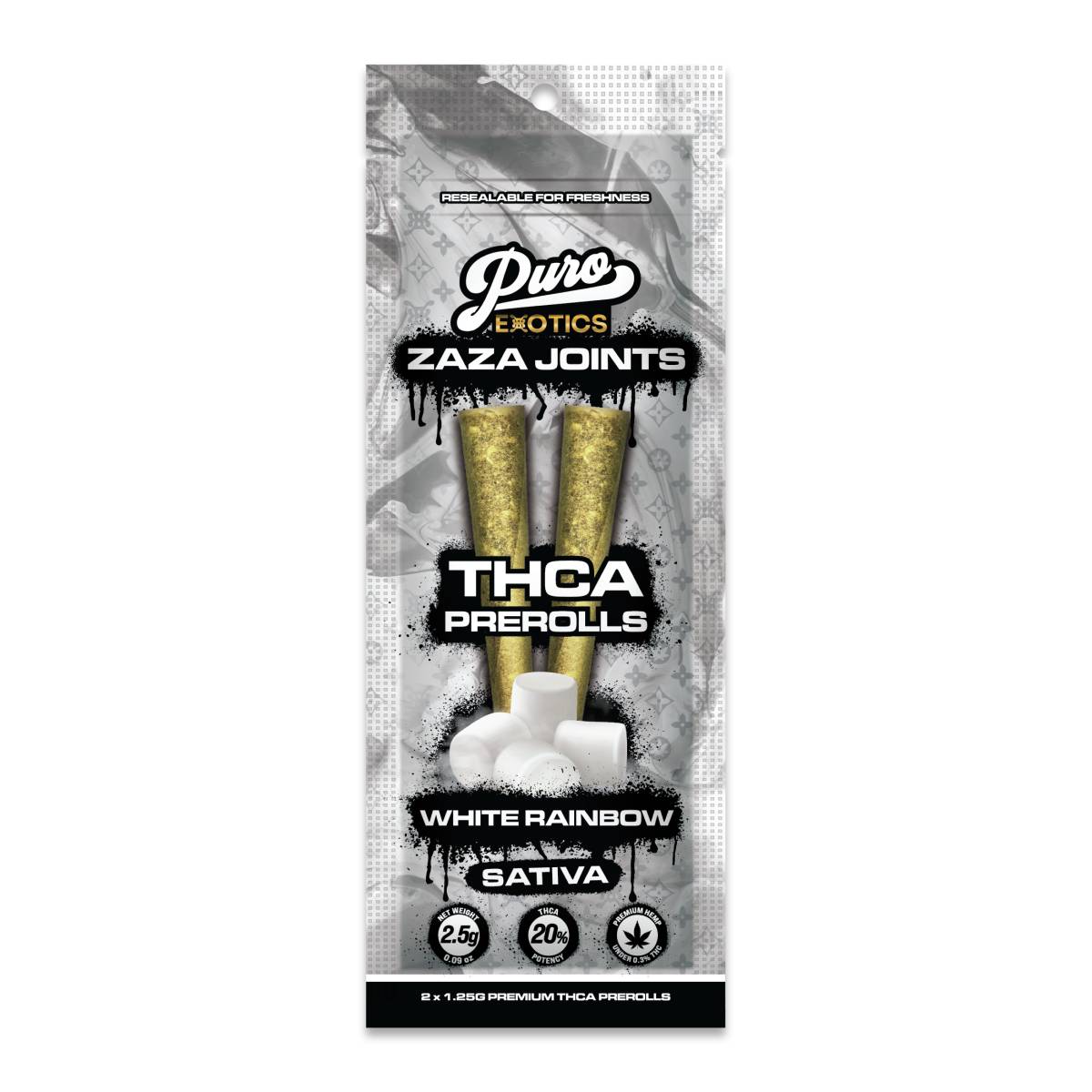 Puro Exotics Zaza Joints THCa Pre-Rolls 2pcs 2.5g