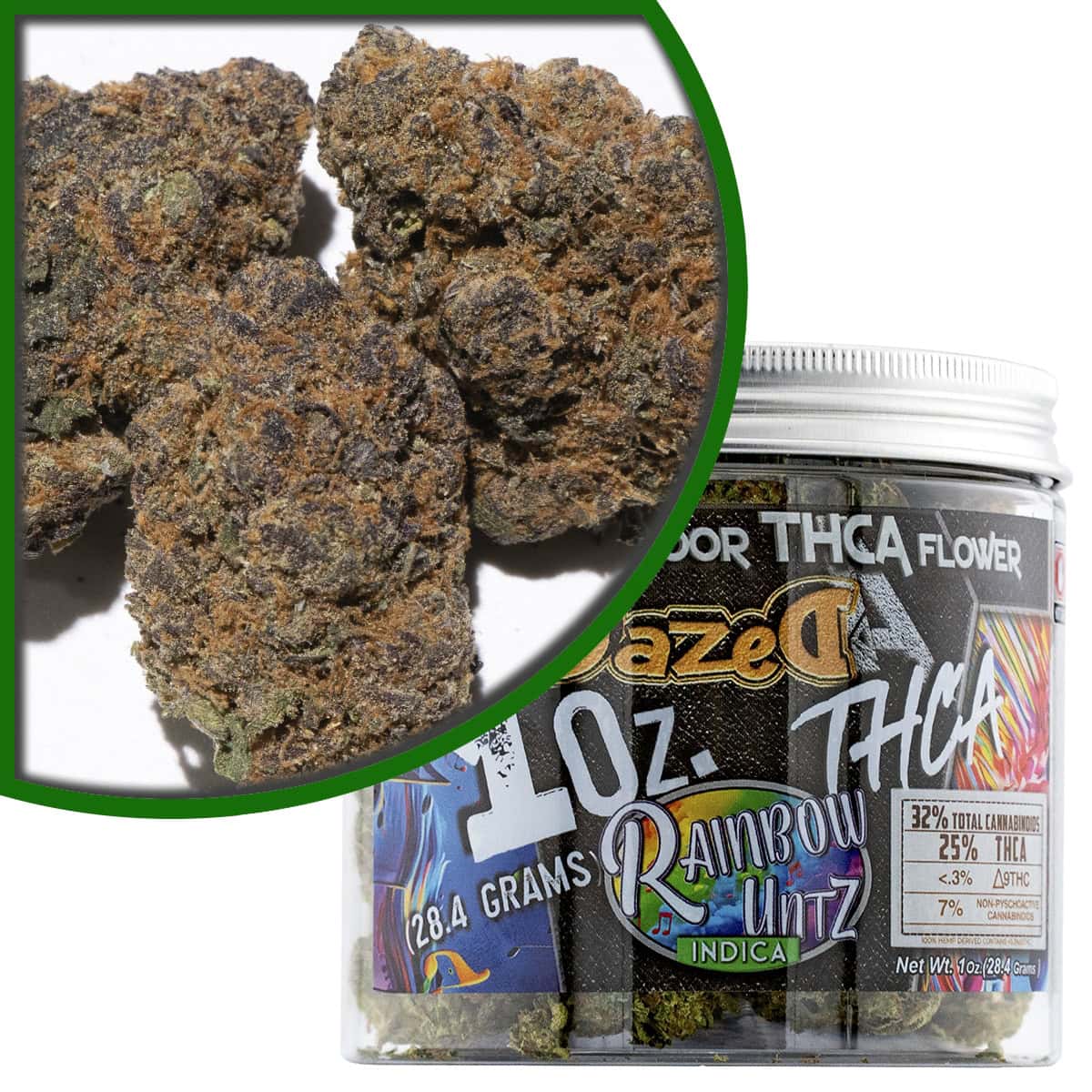 Dazed8 THCA Premium Indoor Flowers Rainbow Runtz 1 Ounce